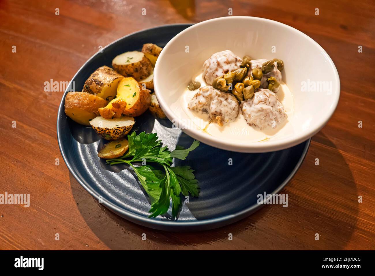 Prussian specialty of Konigsberger Klopse - boiled meatballs in a white ...