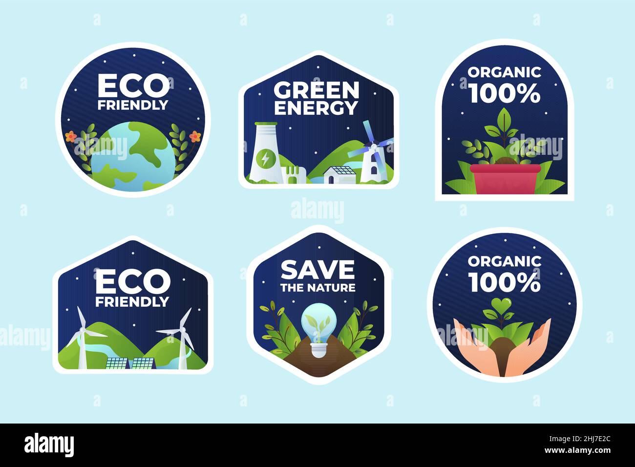 Gradient ecology friendly labels Vector illustration Stock Vector Image ...