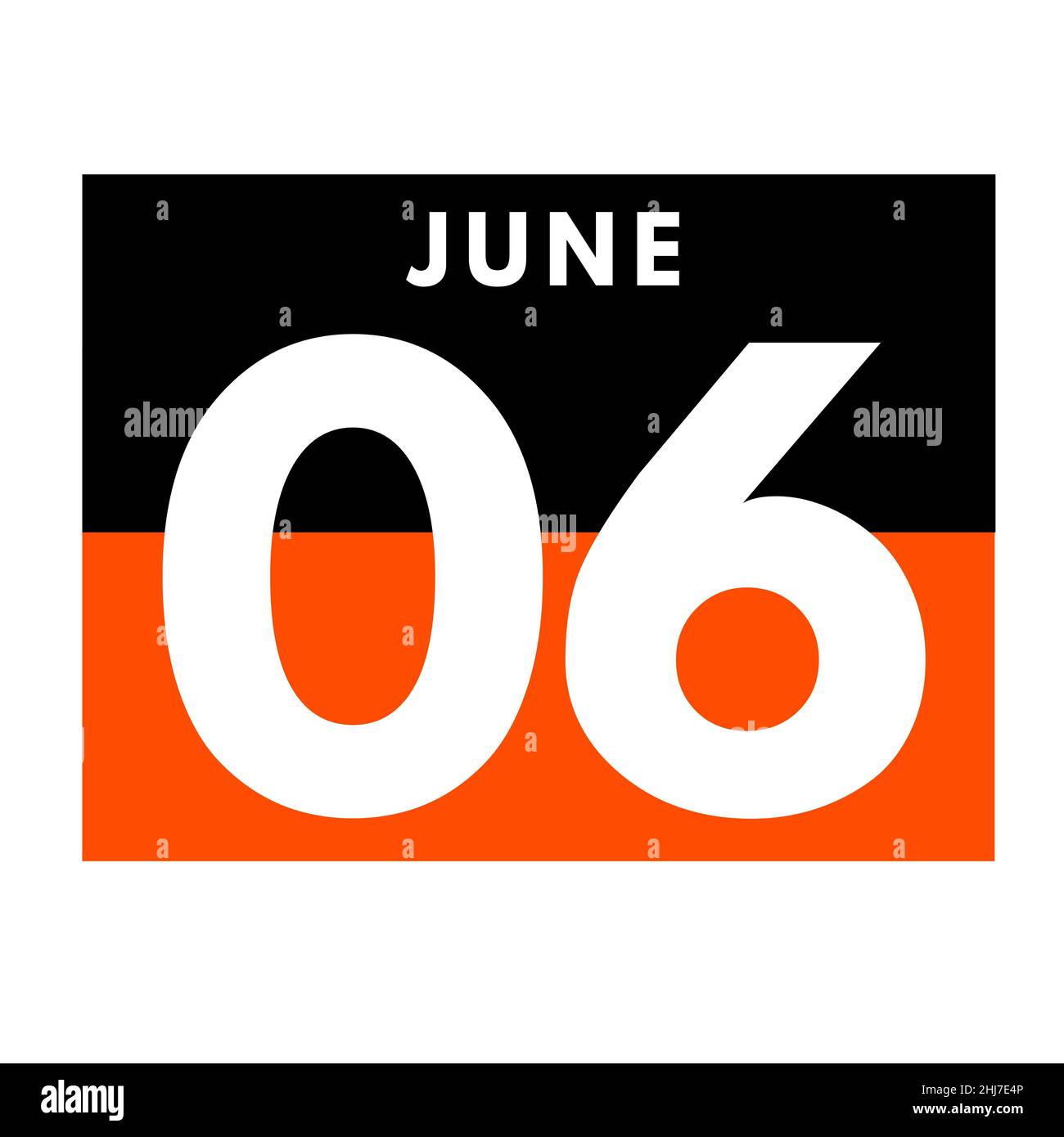 June 6 . Flat daily calendar icon .date ,day, month .calendar for the ...