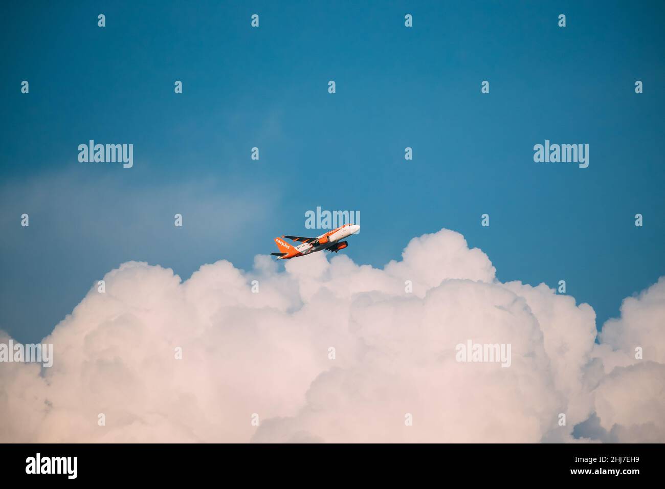 Naples, Italy. Airplane Of EasyJet Airlines Flying In Sky Stock Photo ...
