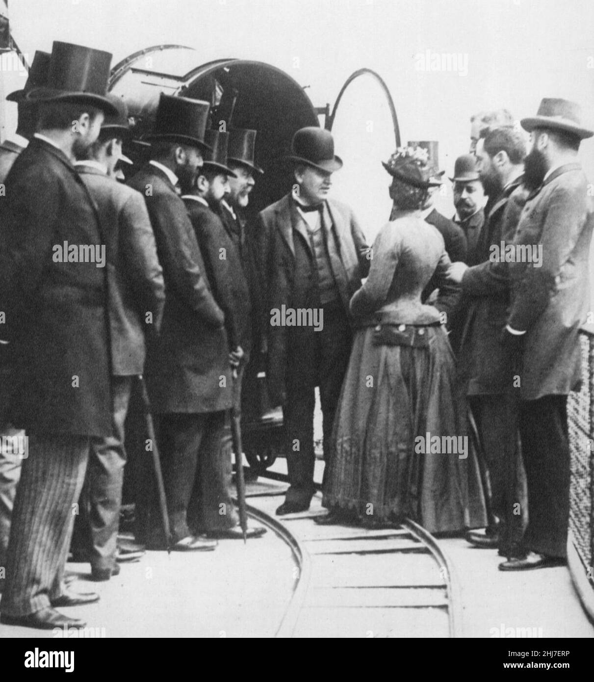 T.A. Edison and entourage at the Eiffel tower, 1889 Stock Photo - Alamy