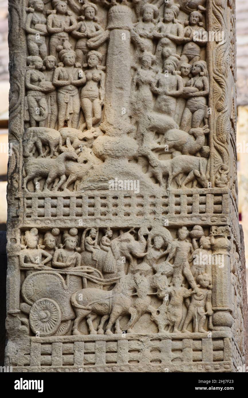 Stupa No 1, South Gateway, Left Pillar Front Face, Panel 2: Ashoka's ...