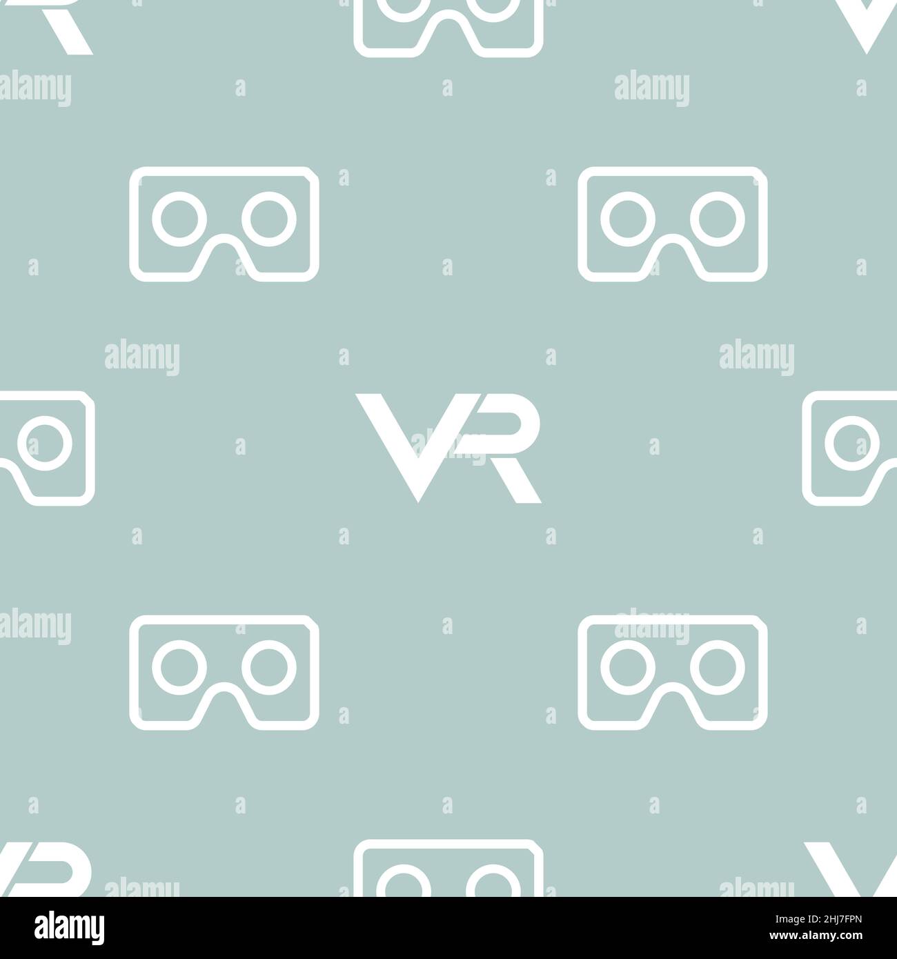 Seamless vector pattern with VR logos. Virtual reality light blue and ...