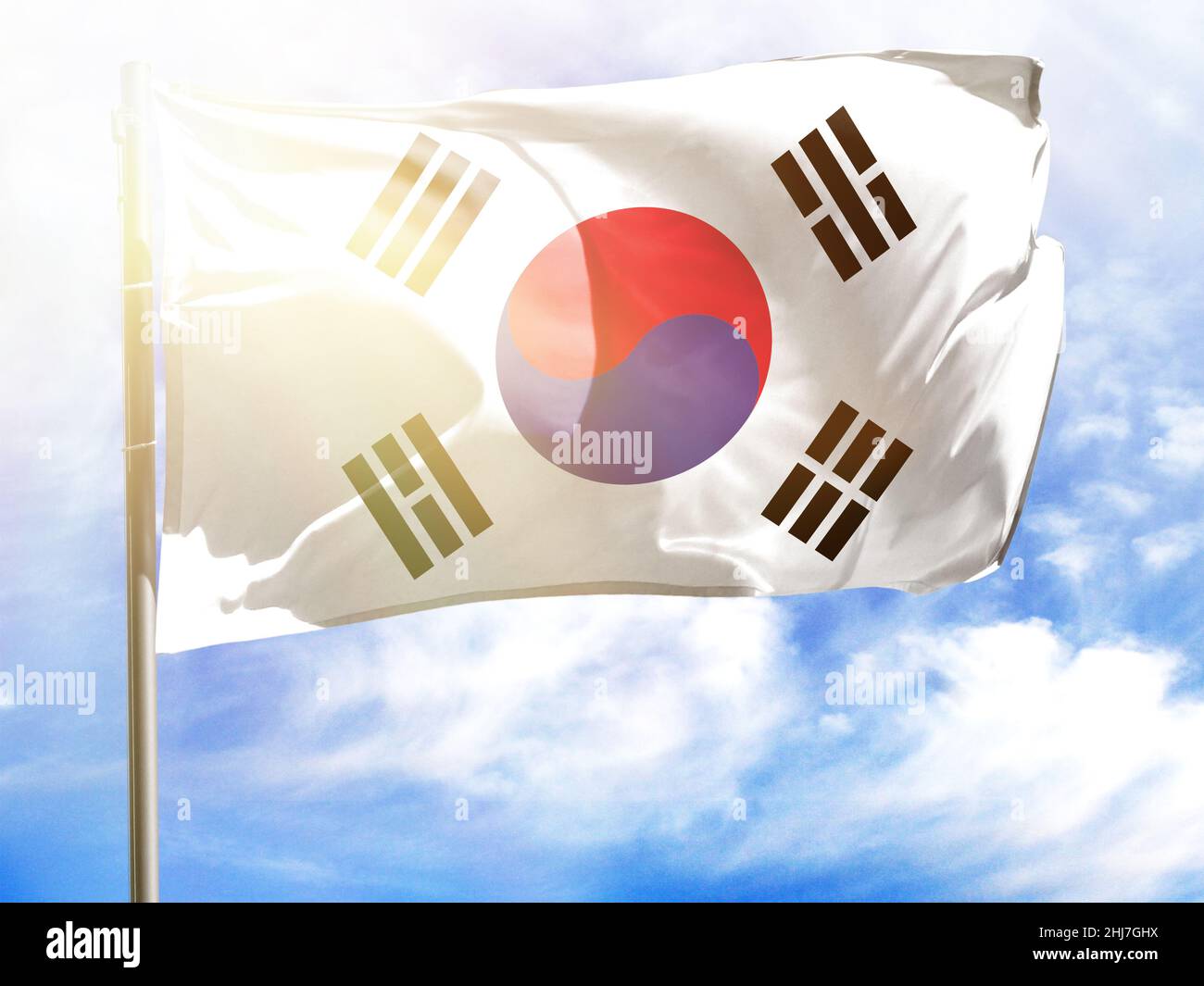 Realistic south korean flag hi-res stock photography and images - Alamy