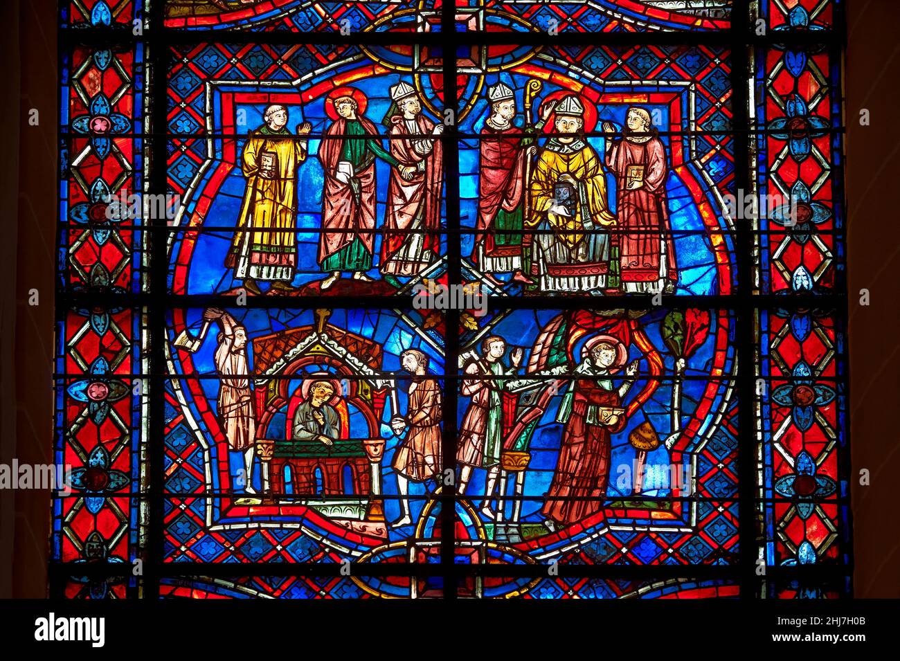 Medieval stained glass Window of the Gothic Cathedral of Chartres ...