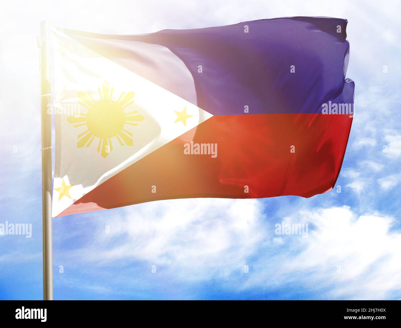 Flagpole with flag of Philippines Stock Photo - Alamy