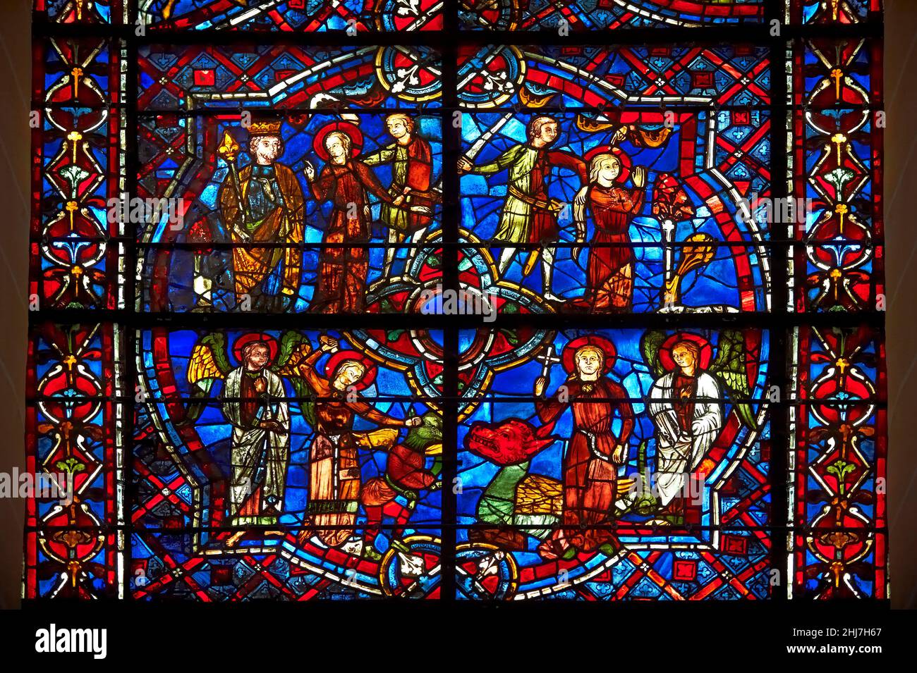 Medieval stained glass Window of the Gothic Cathedral of Chartres ...