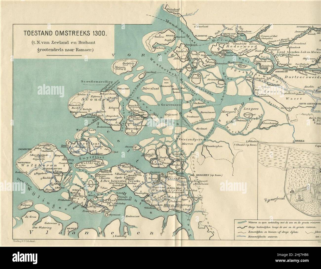TA REC 001 Reconstructie kaart Zeeland + ZH eilanden ±1300 Stock Photo ...