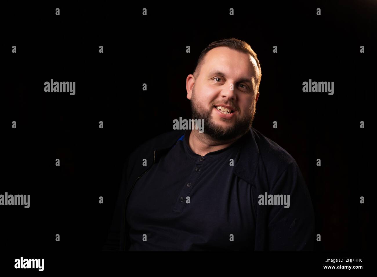 Happy fat man big smile hi-res stock photography and images - Alamy