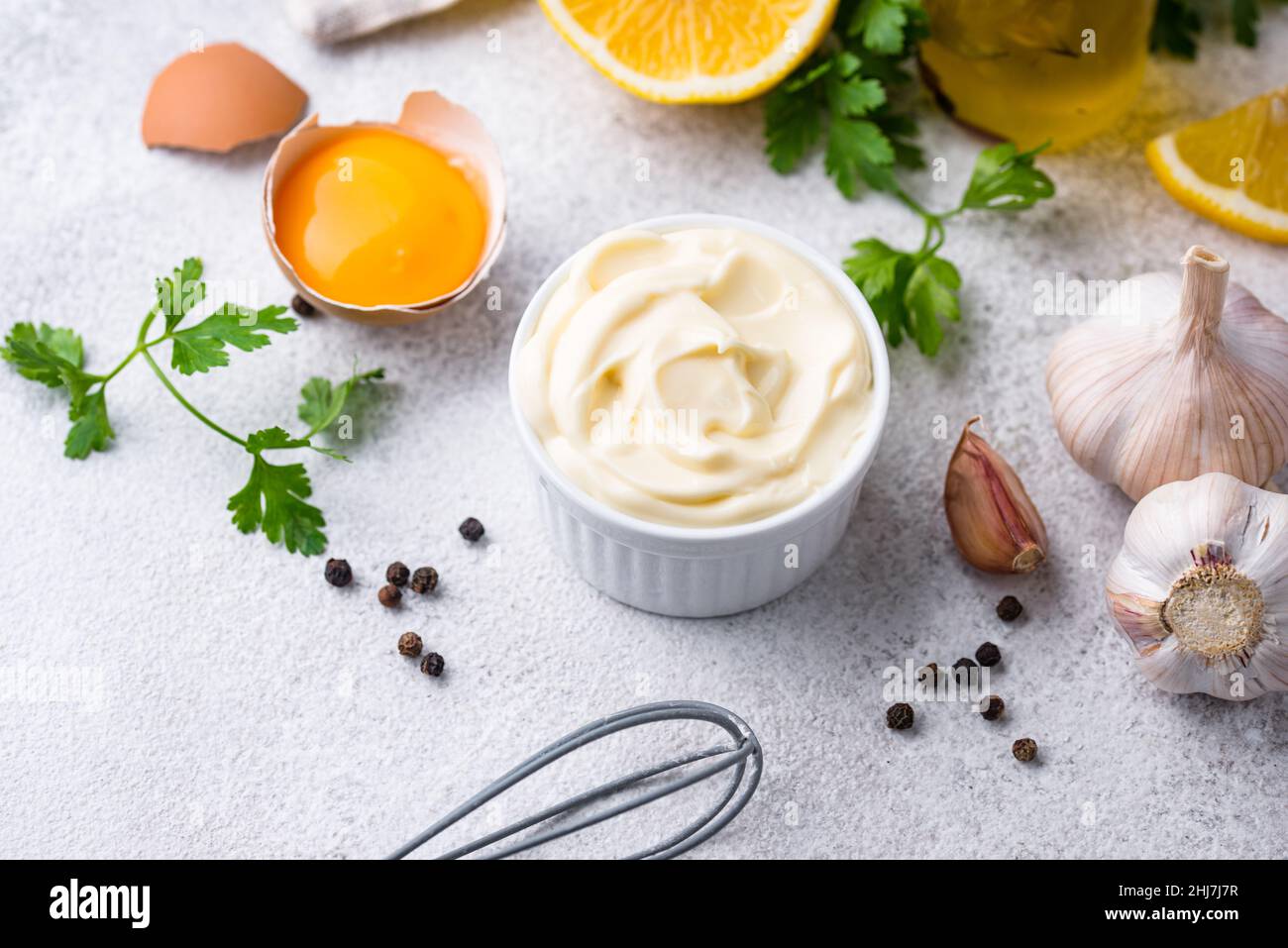 Homemade mayonnaise sauce with ingredient Stock Photo - Alamy