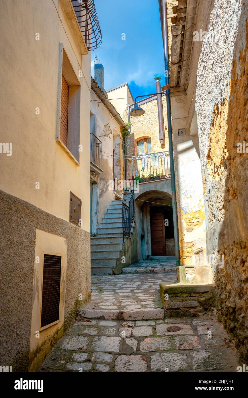 Street panorama in the old medieval city of Italy. City Architecture ...