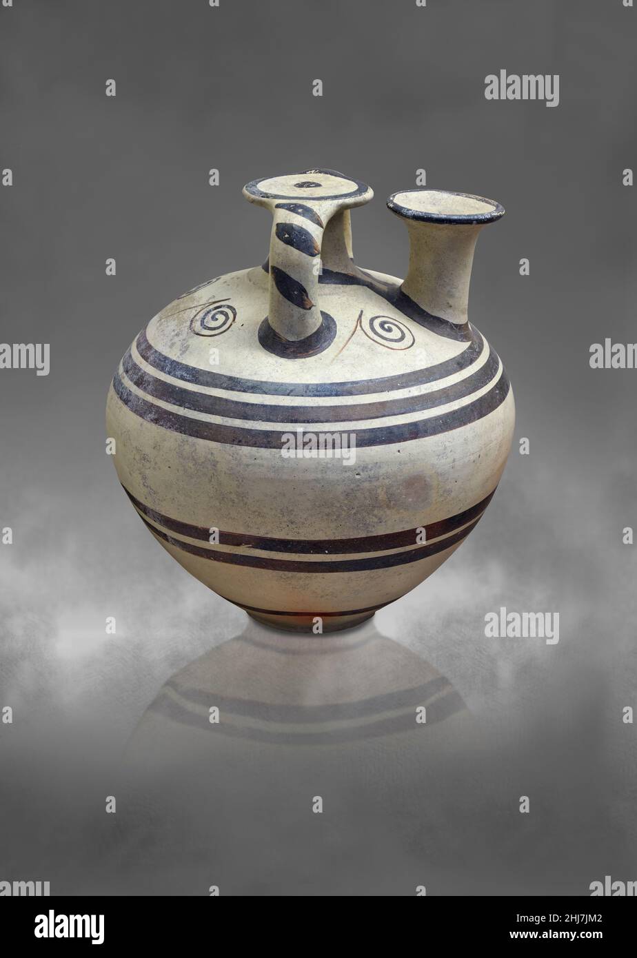 Mycenaean pottery - stirrup jar with concentric circle design. 1180 ...