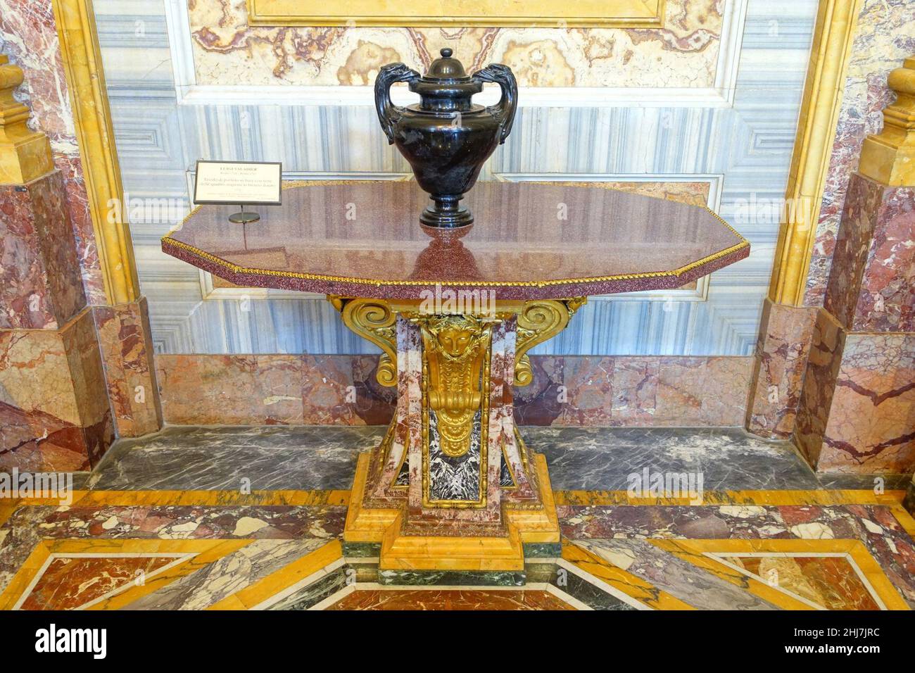 Table by Luigi Valadier, Rome, 1773, porphyry, marble, alabaster, gilt ...