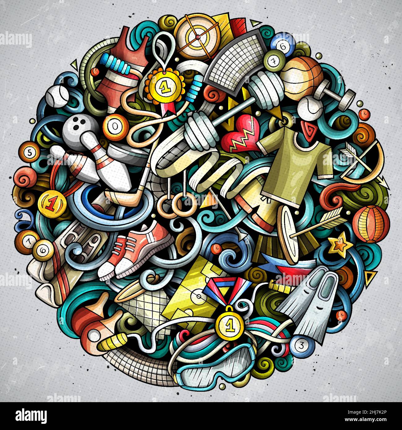 Sports hand drawn vector doodles illustration. Activities poster design ...