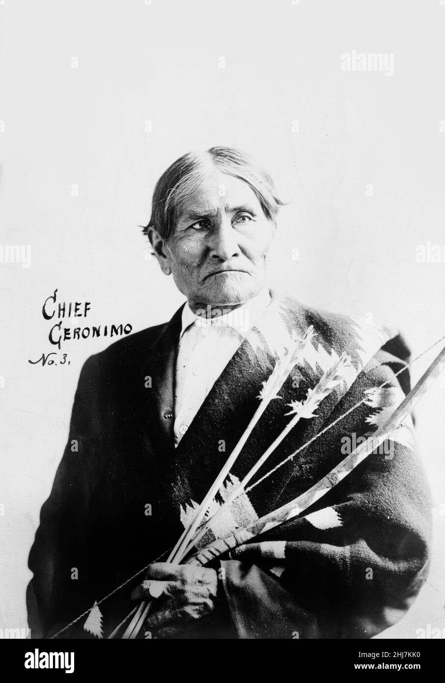 Chief Geronimo portrait holding bow and arrows. Antique and vintage ...