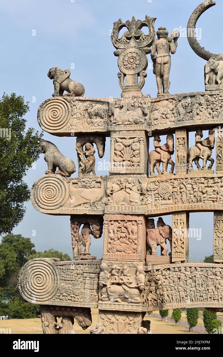 Stupa No 1, North Gateway. Rear view of Architraves, Top Architrave ...