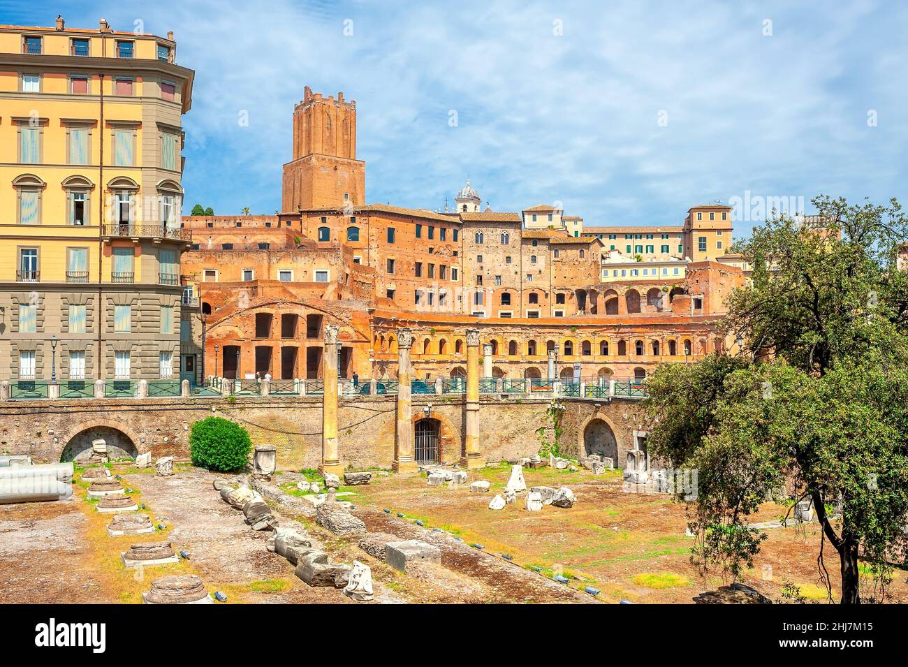Panorama of the ruins of the ancient Roman forum, the most important ...