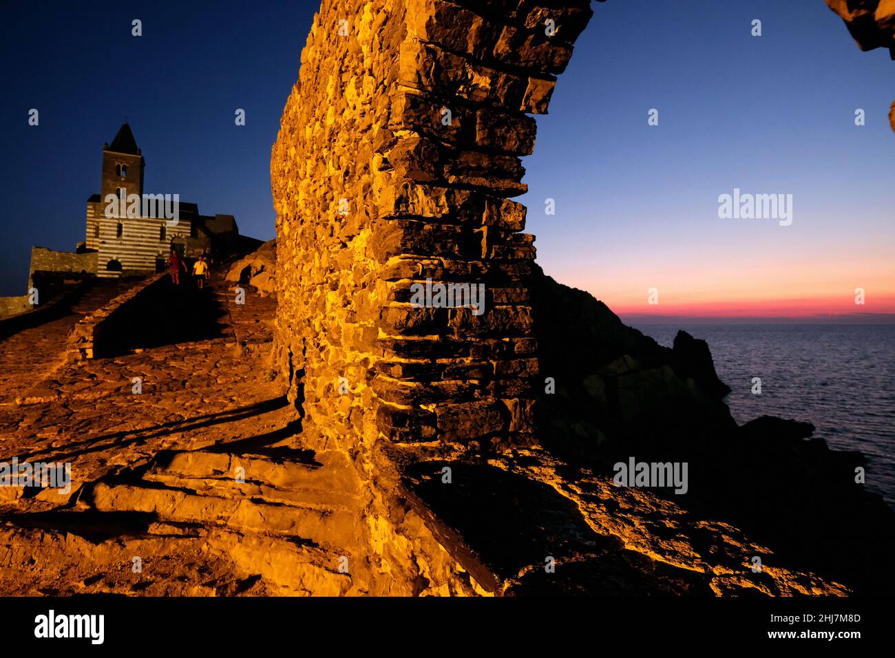 Historic church Chiesa San Pietro in Porto Venere at sunset Stock Photo ...