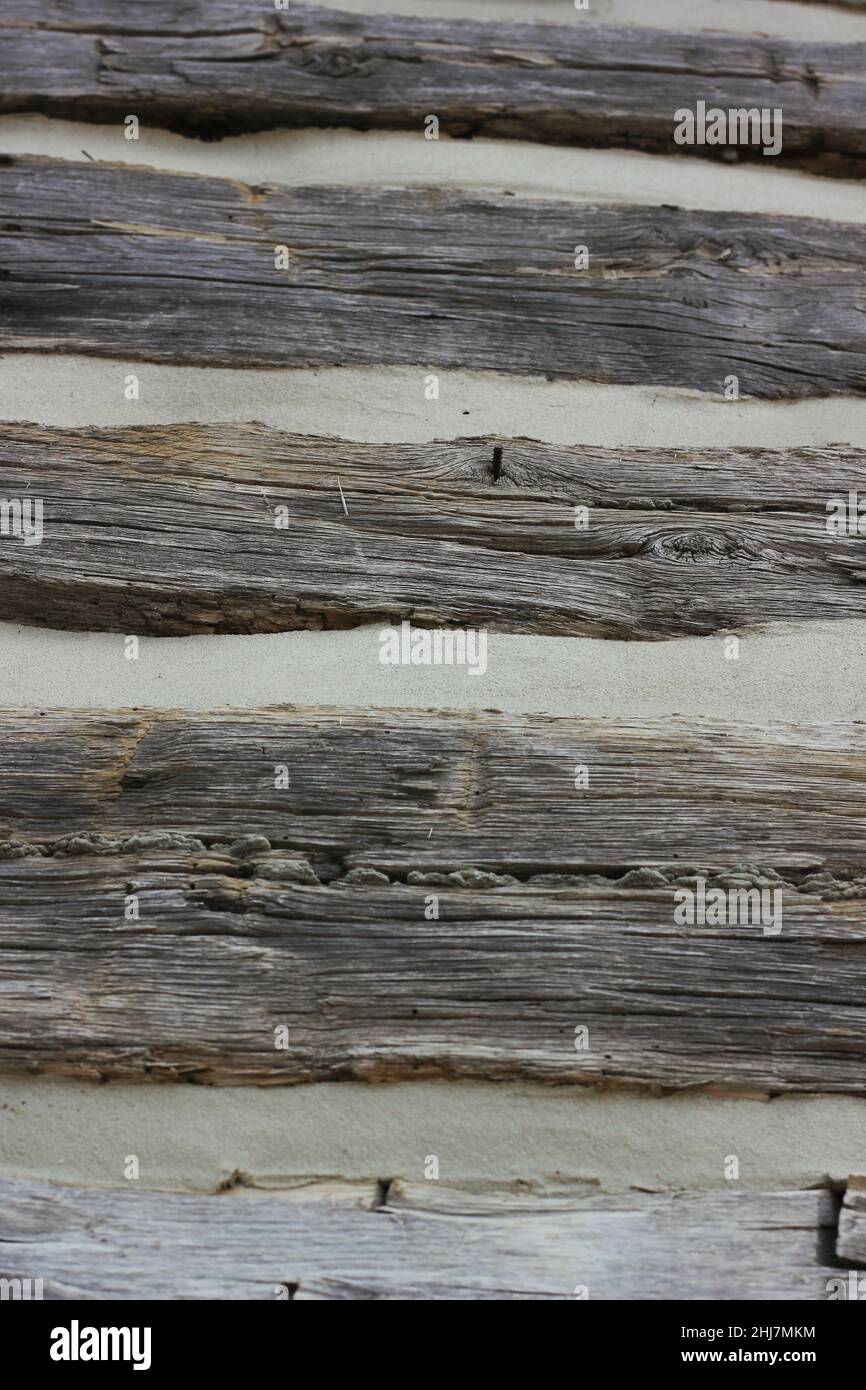 Rustic old wood construction of a very old log cabin Stock Photo - Alamy