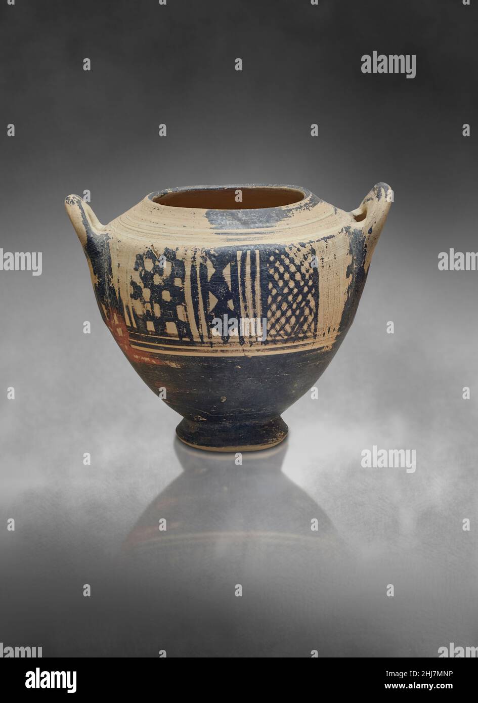 Mycenaean pottery - Terracotta Pyxis with geometric designs, Tiryns ...