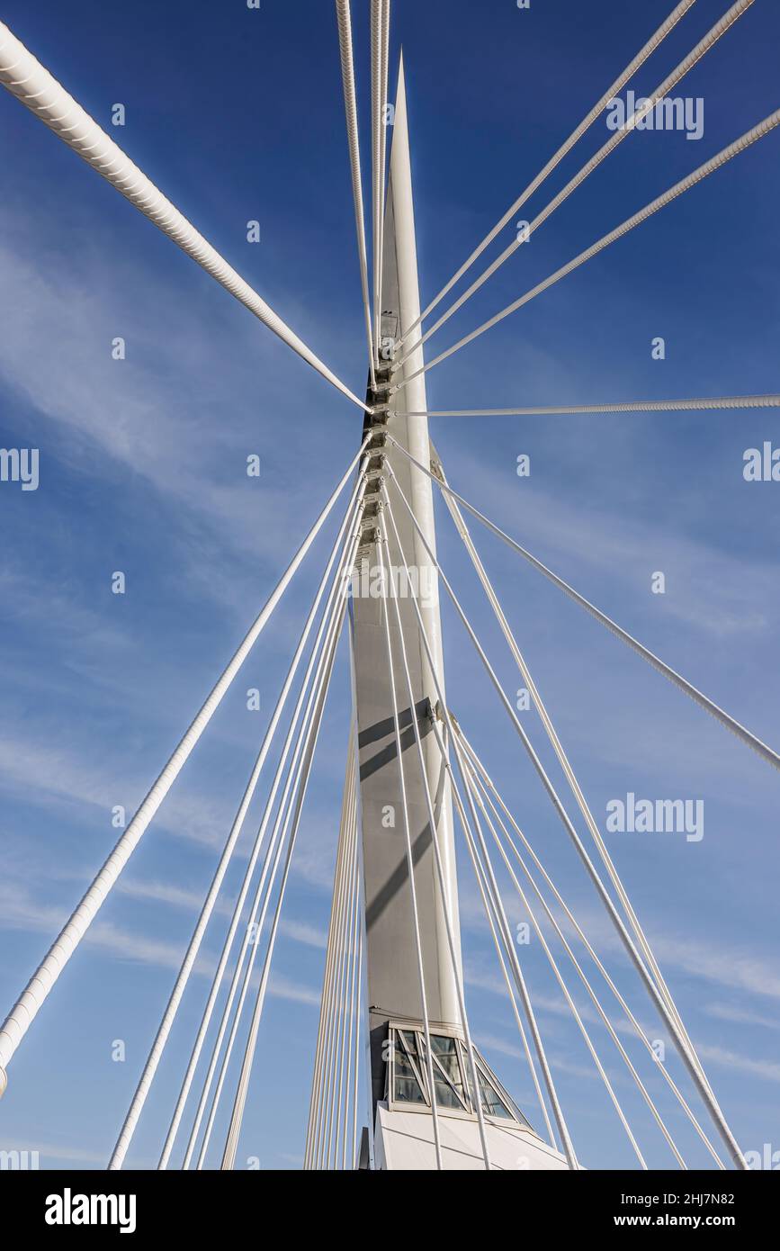 Esplanade Riel, a pedestrian bridge located in Winnipeg, Manitoba Stock ...