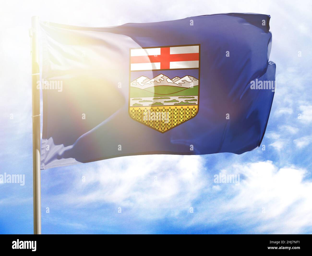 Flagpole with flag of Alberta Stock Photo - Alamy