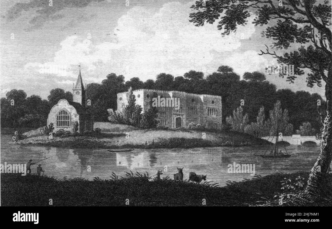 Tabley Old Hall engraving Stock Photo - Alamy