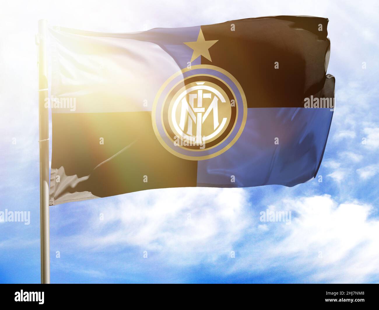 Flagpole with flag of Football Club Internazionale Milano Stock Photo ...