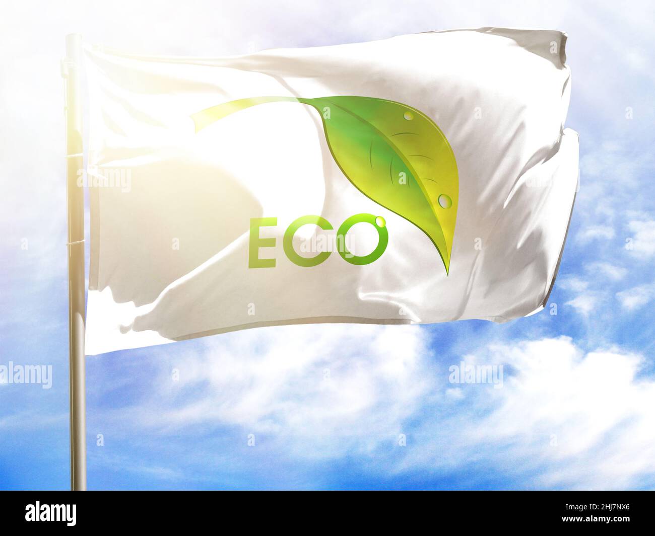 Flagpole with flag of Green ecological healthy lifestyle logo Stock ...