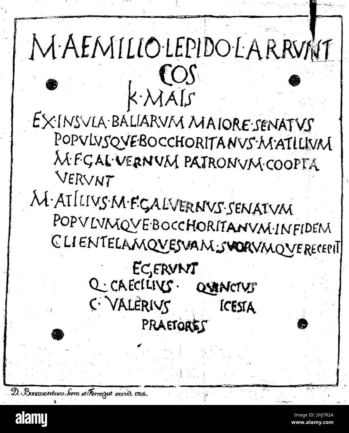Tabula Patronatus Bocchorus (AD 6) - Serra Ferragut Stock Photo - Alamy
