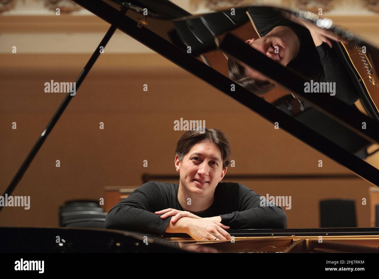 Pianist Freddy Kempf, rehearsing at Cadogan Hall concert venue, Sloane ...