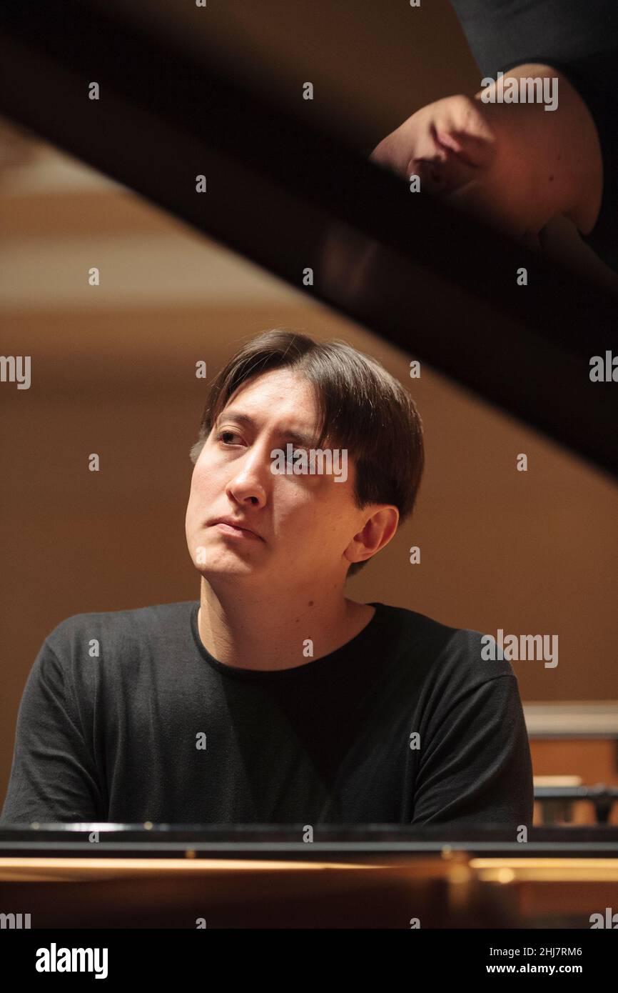 Pianist Freddy Kempf, rehearsing at Cadogan Hall concert venue, Sloane ...