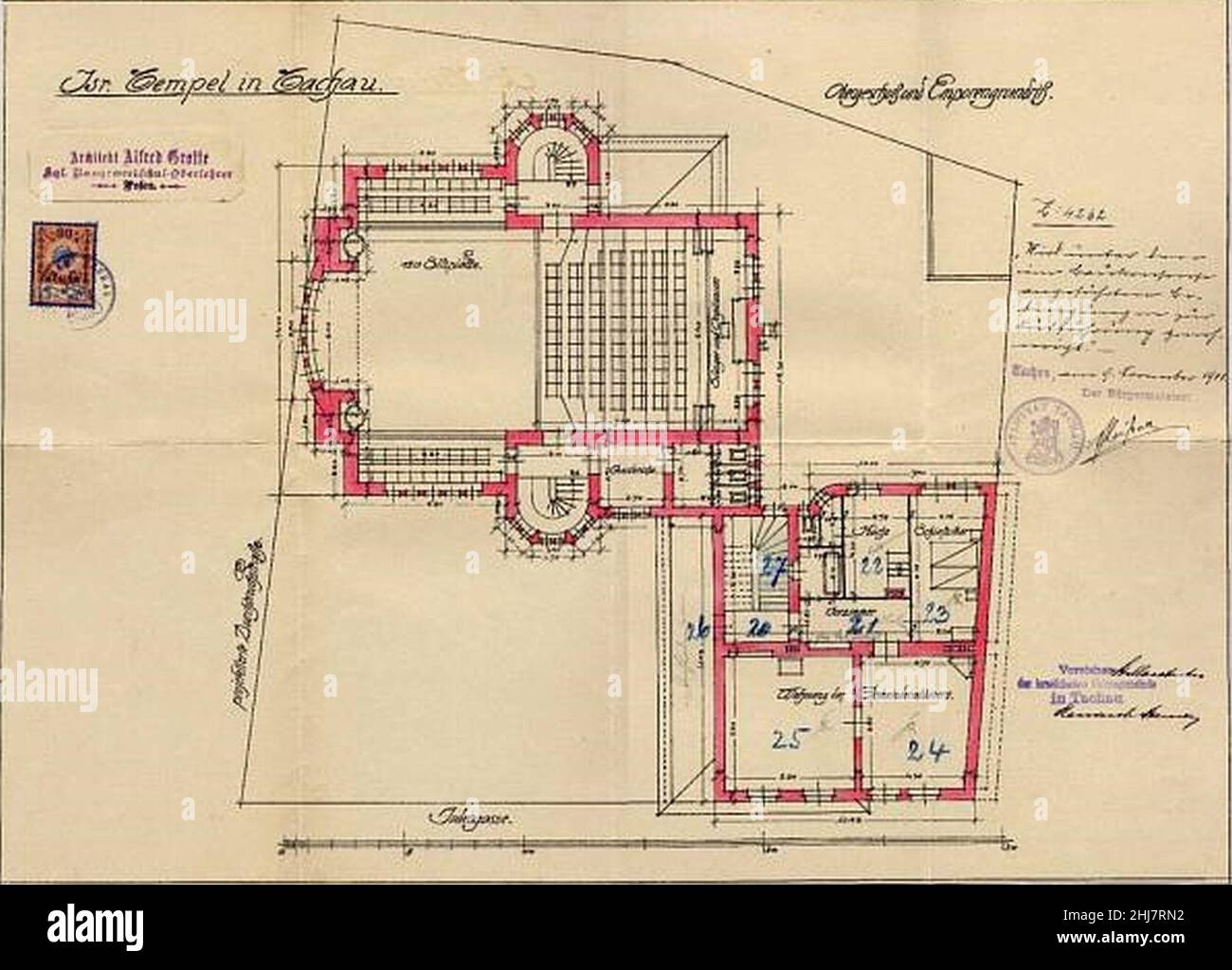 Tachau synagogue- architect drawing -1 Stock Photo - Alamy