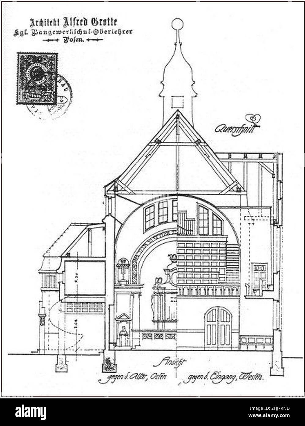 Tachau synagogue- architect drawing -3 Stock Photo - Alamy