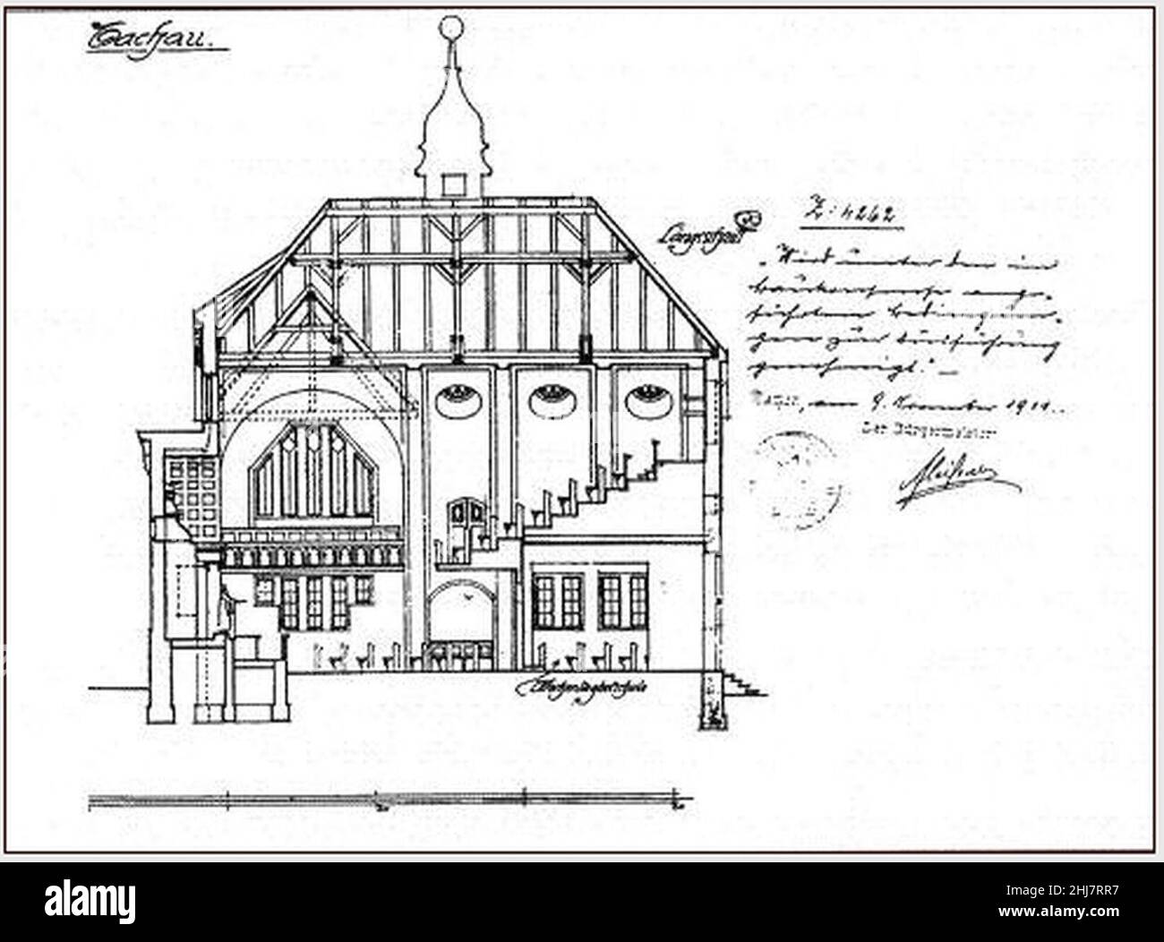 Tachau synagogue- architect drawing -4 Stock Photo - Alamy