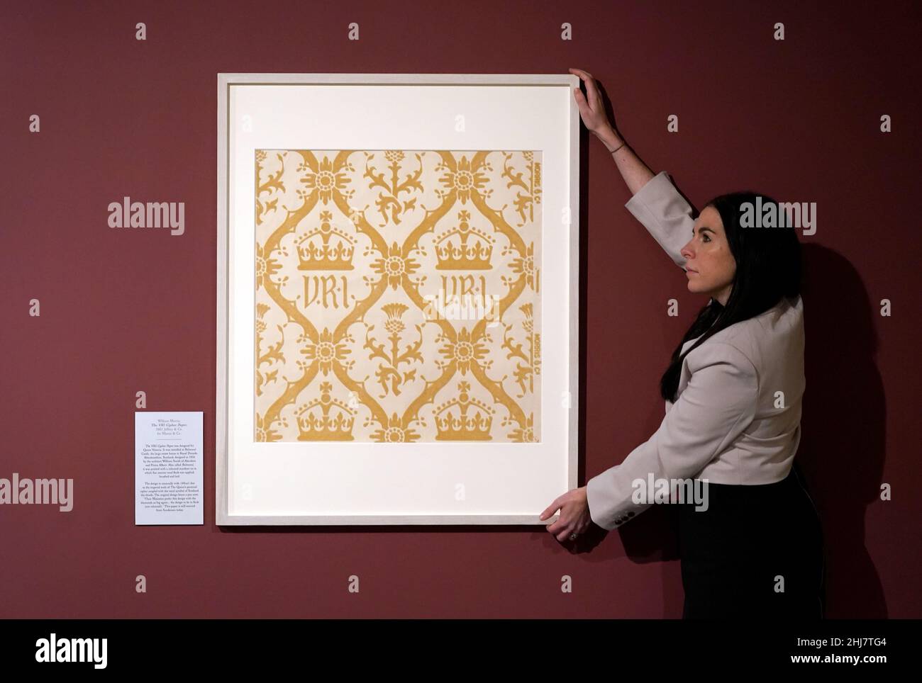Claire Mchardy of Dovecot Studios beside the print of The VRI Cipher ...