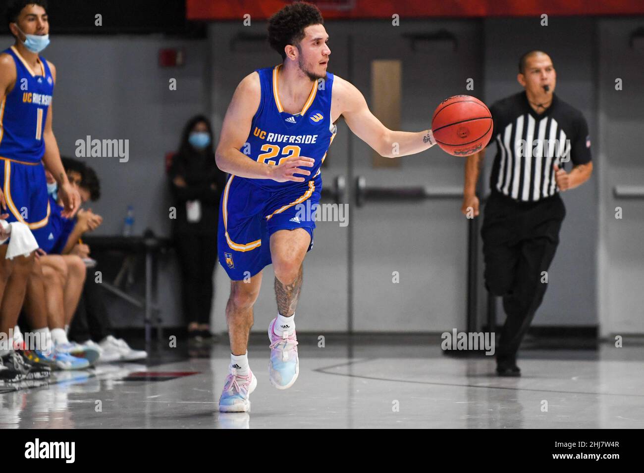 UC Riverside Highlanders guard Dominick Pickett (22) during an NCAA basketball game against Cal ...