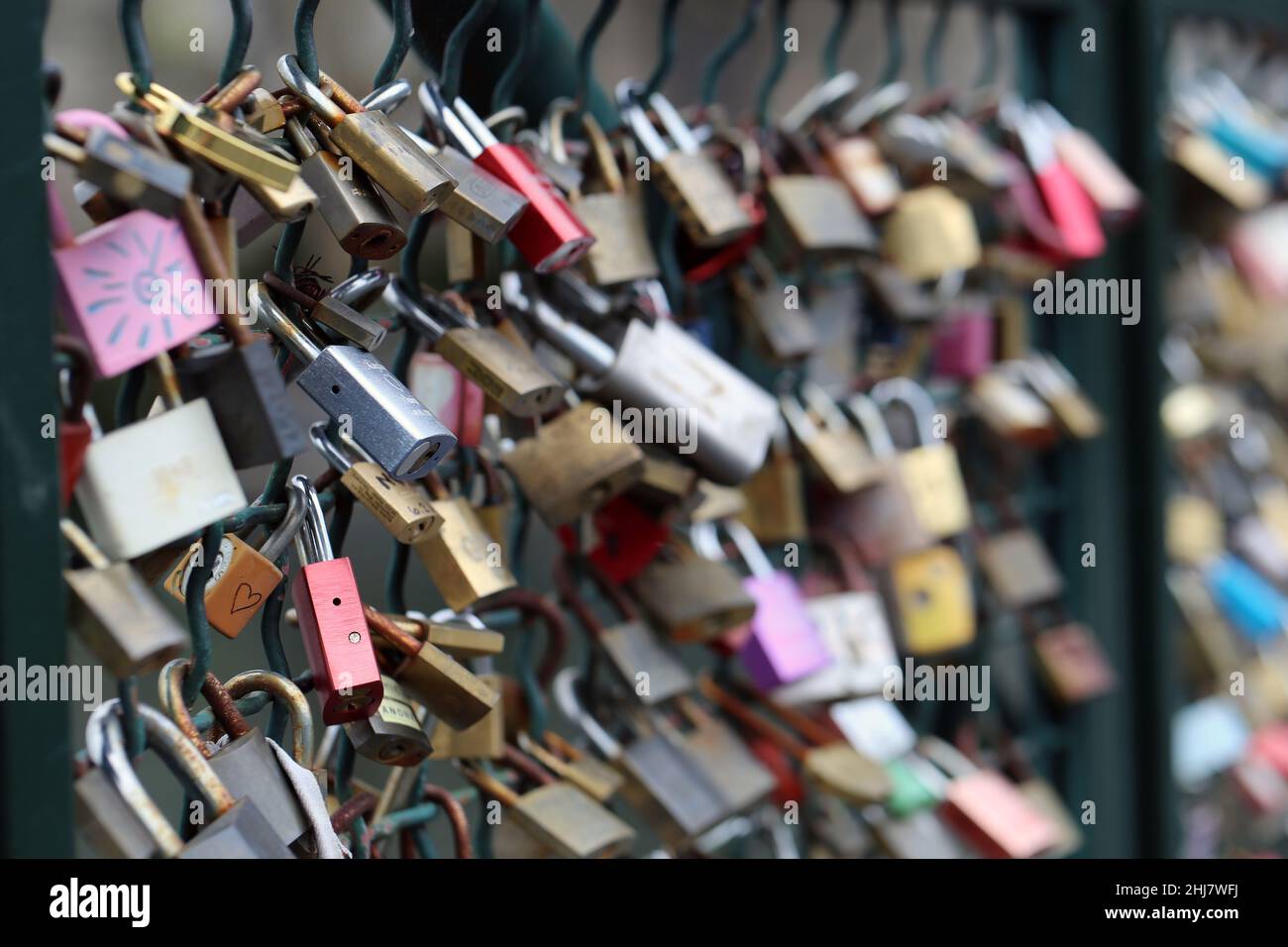 Lovelocks in Zürich, Switzerland. March 2020. Plenty of locks ...