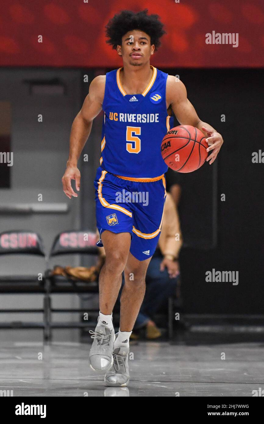 UC Riverside Highlanders guard Zyon Pullin (5) during an NCAA basketball game against Cal State ...