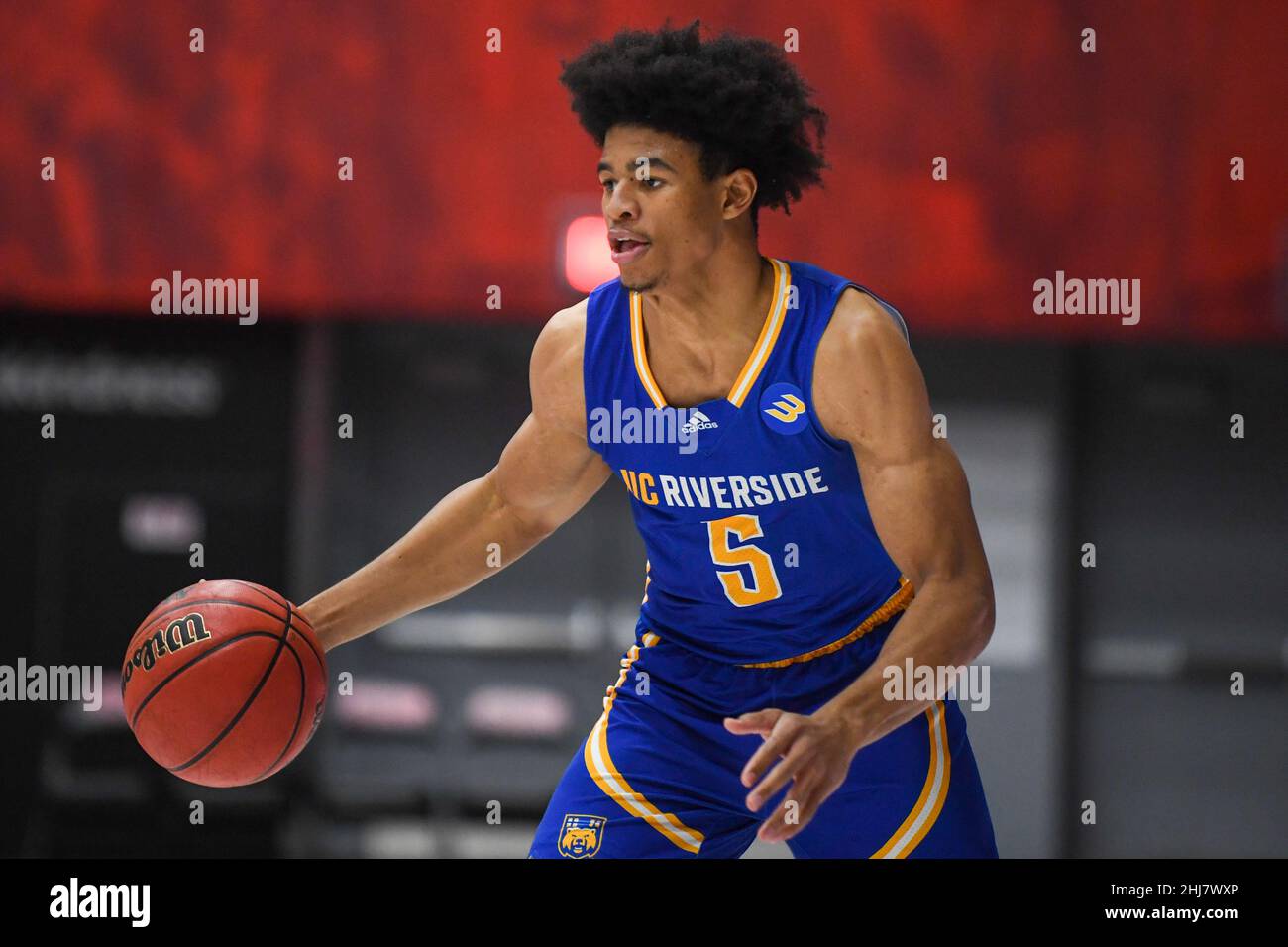 UC Riverside Highlanders guard Zyon Pullin (5) during an NCAA basketball game against Cal State ...