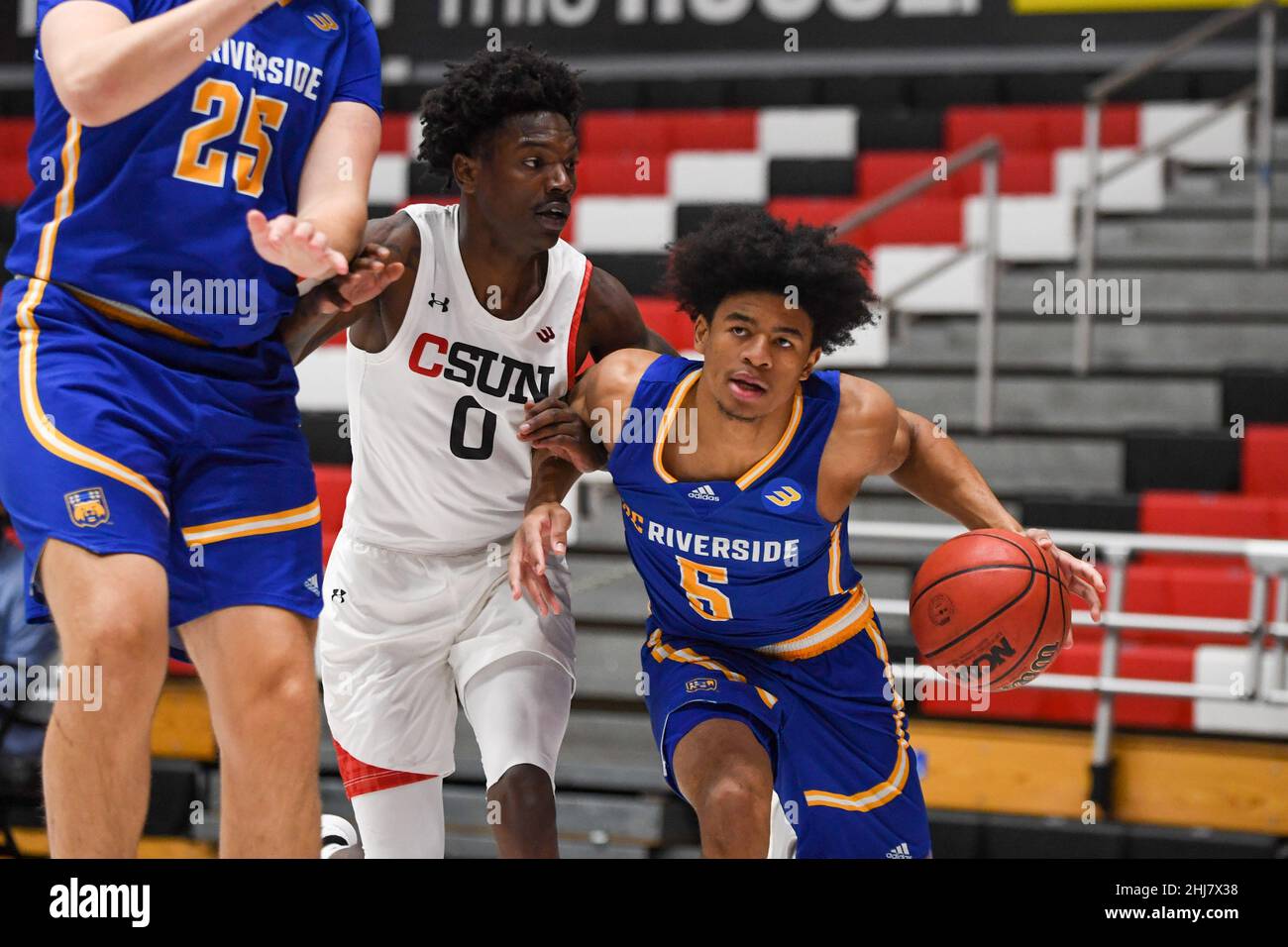 UC Riverside Highlanders guard Zyon Pullin (5) during an NCAA basketball game against Cal State ...