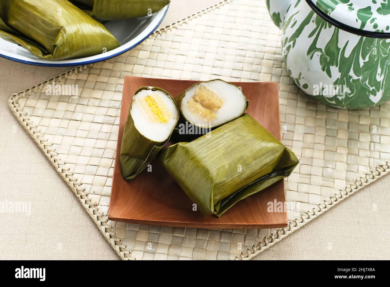 Nagasari is a traditional cake from Indonesia, made from rice flour ...