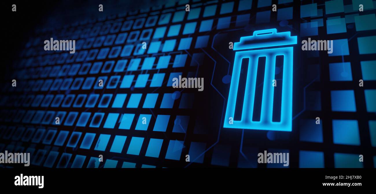 Deleting data with computer trash with circuit board technology Stock ...