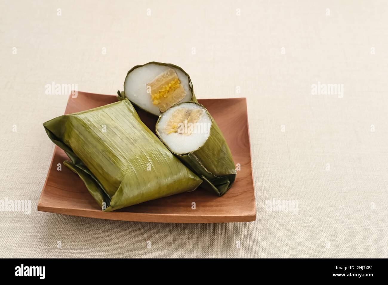 Nagasari is a traditional cake from Indonesia, made from rice flour ...