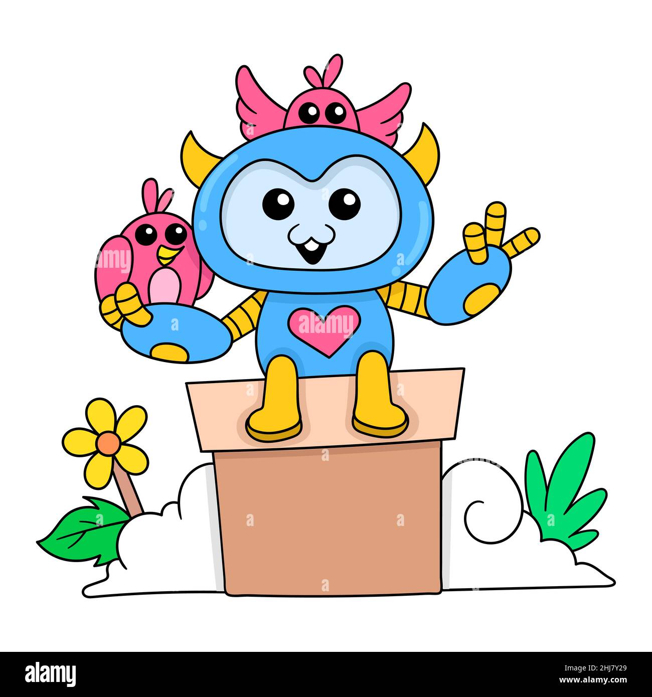 Cute birds sitting on Stock Vector Images - Alamy