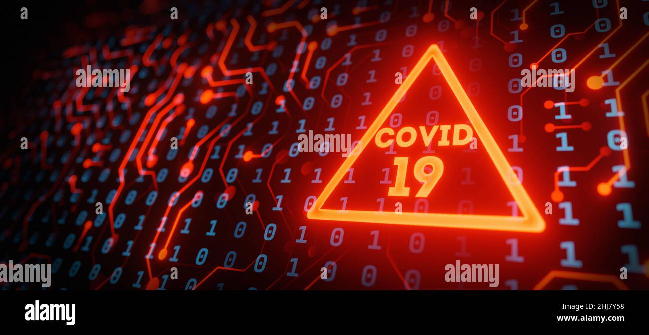 Futuristic Covid Warning Circuit Banner Background Stock Photo - Alamy
