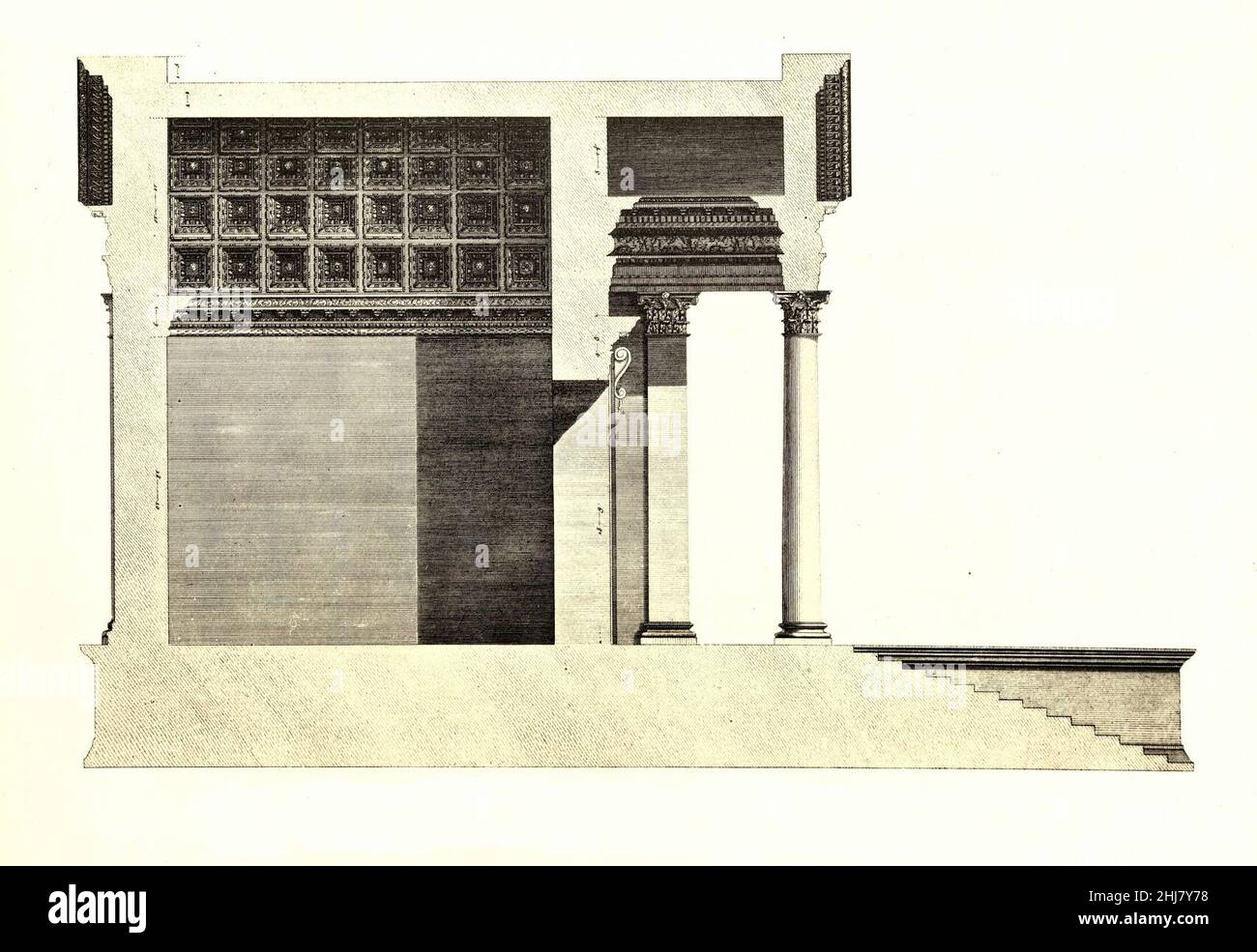 Tafel 042b Spalato - Jupitertempel Querschnitt - Robert Adam 1764 Stock ...
