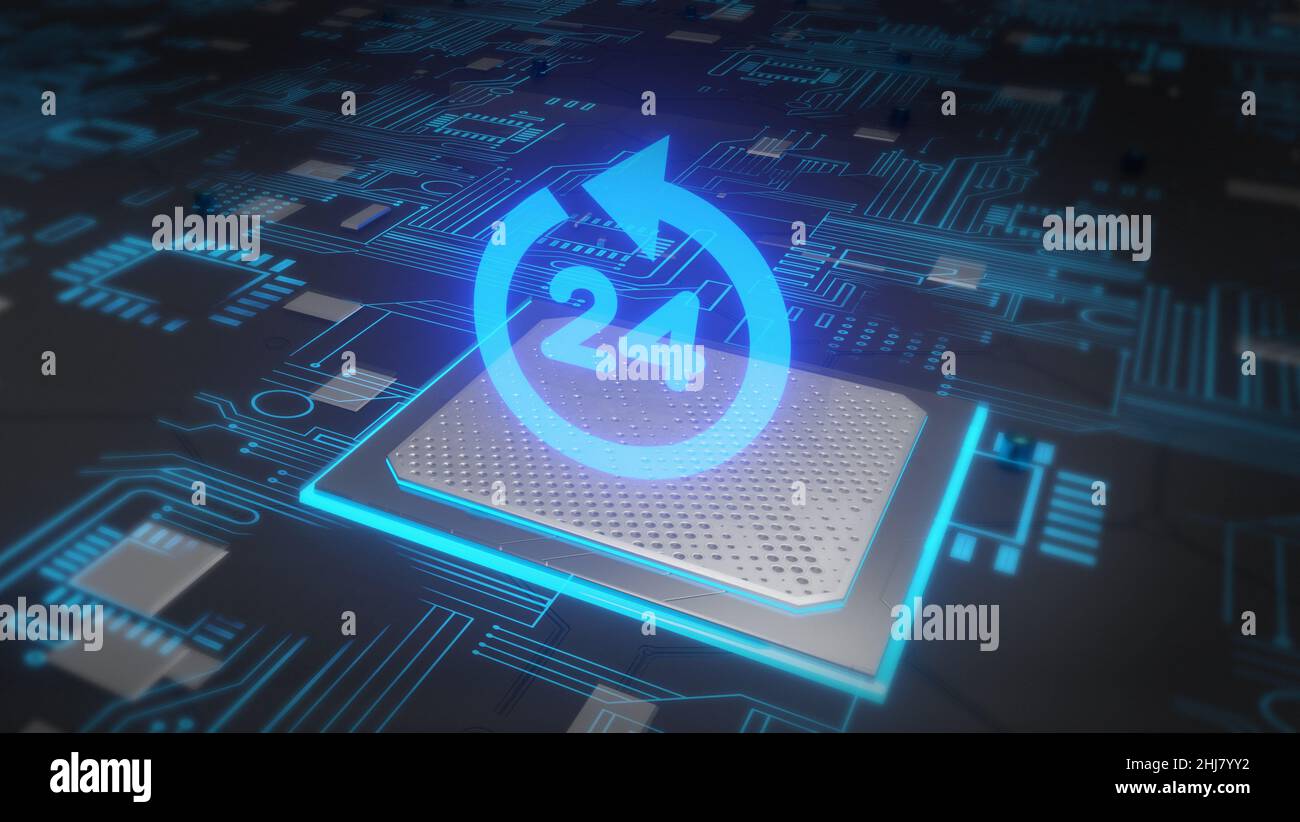neon 24 hours open technology never sleeps concept Stock Photo - Alamy