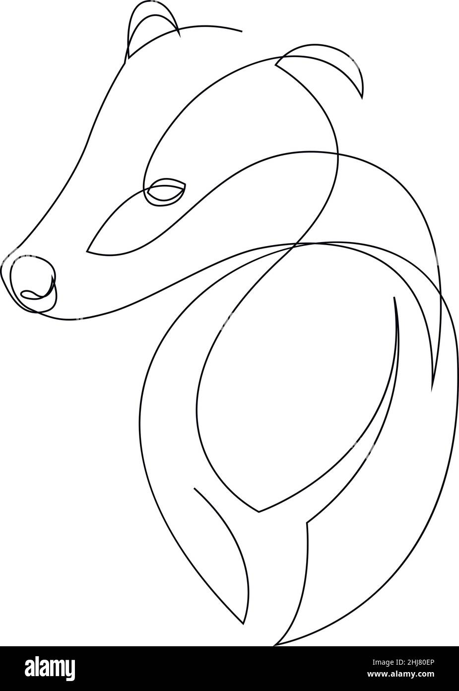 Badger drawn in single continuous line style. Vector illustration Stock ...