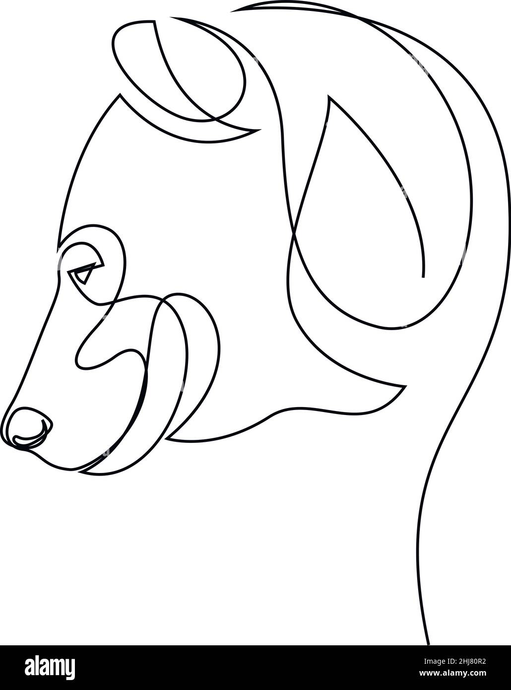 One line bear design silhouette. Hand drawn minimalism style vector ...